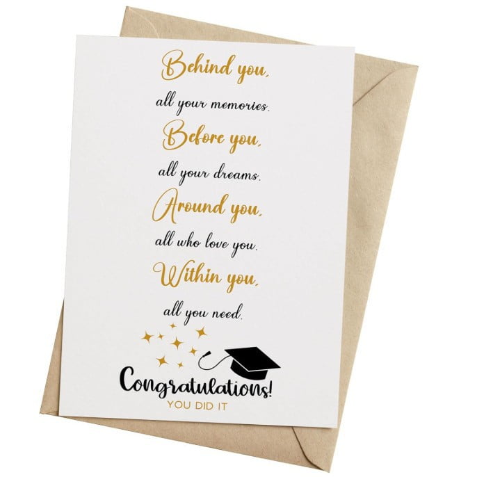 Graduation Congratulations Card – Inspirational Quote with Graduation ...