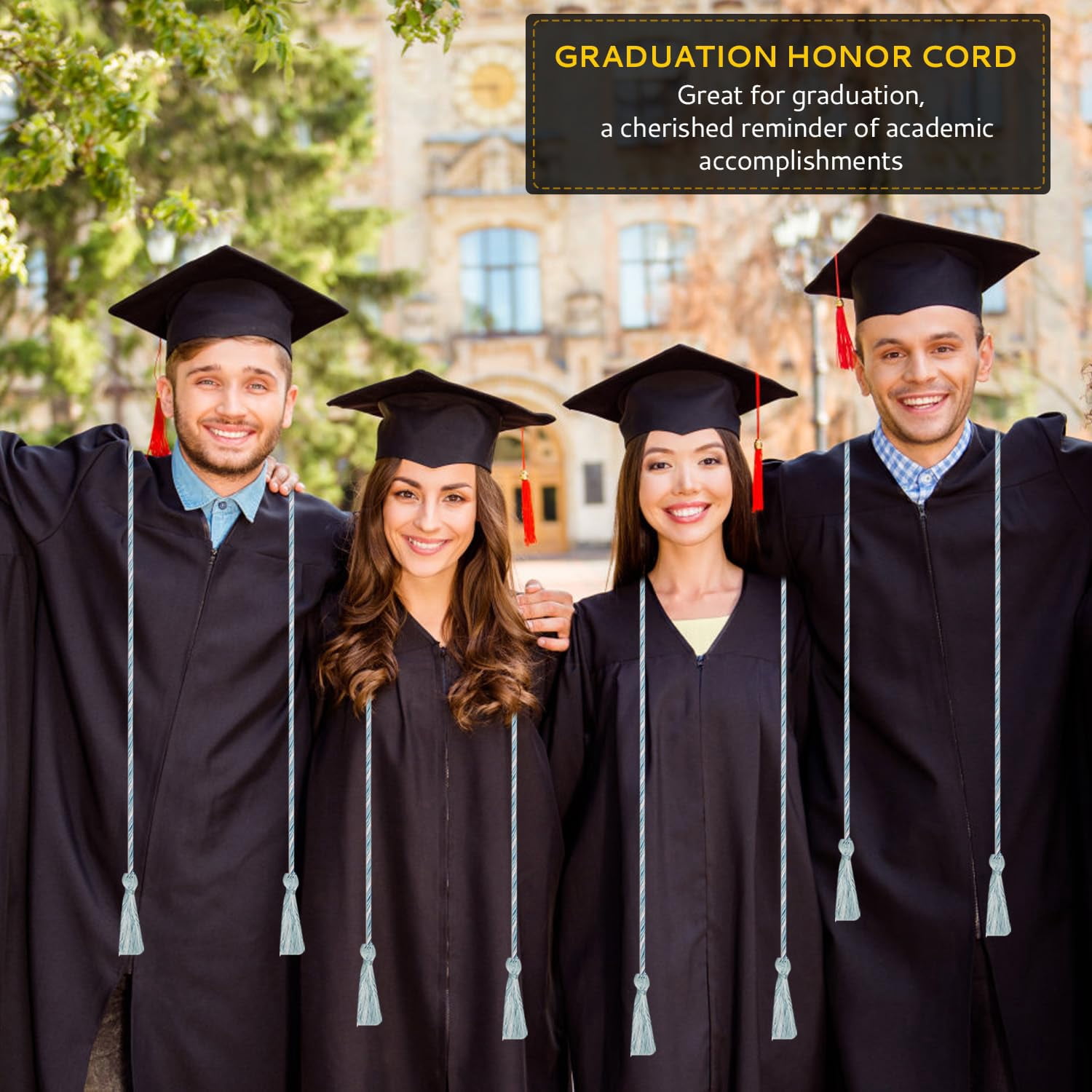 Graduation Cords, Cords for Graduation 2025, Light Blue White 68" Grad ...