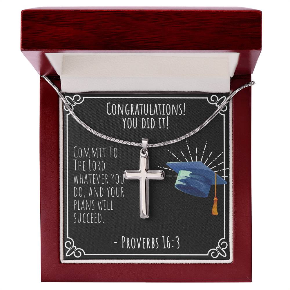 Graduation Cross Necklace Gift - Artisan Cross Necklace - Gift Box ...