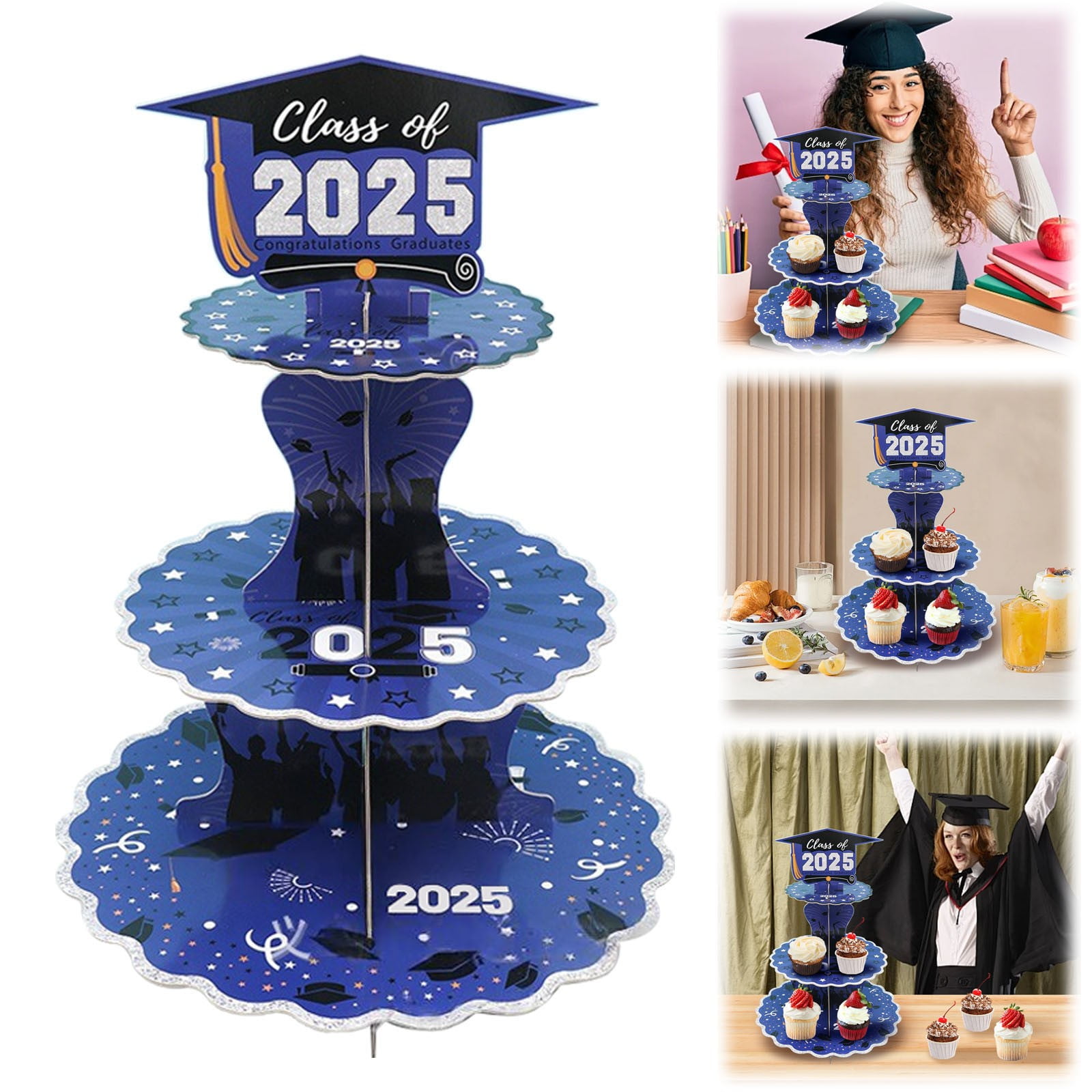 Graduation Cupcake Stands Graduation Hat Tiered Cupcake Display Holder ...