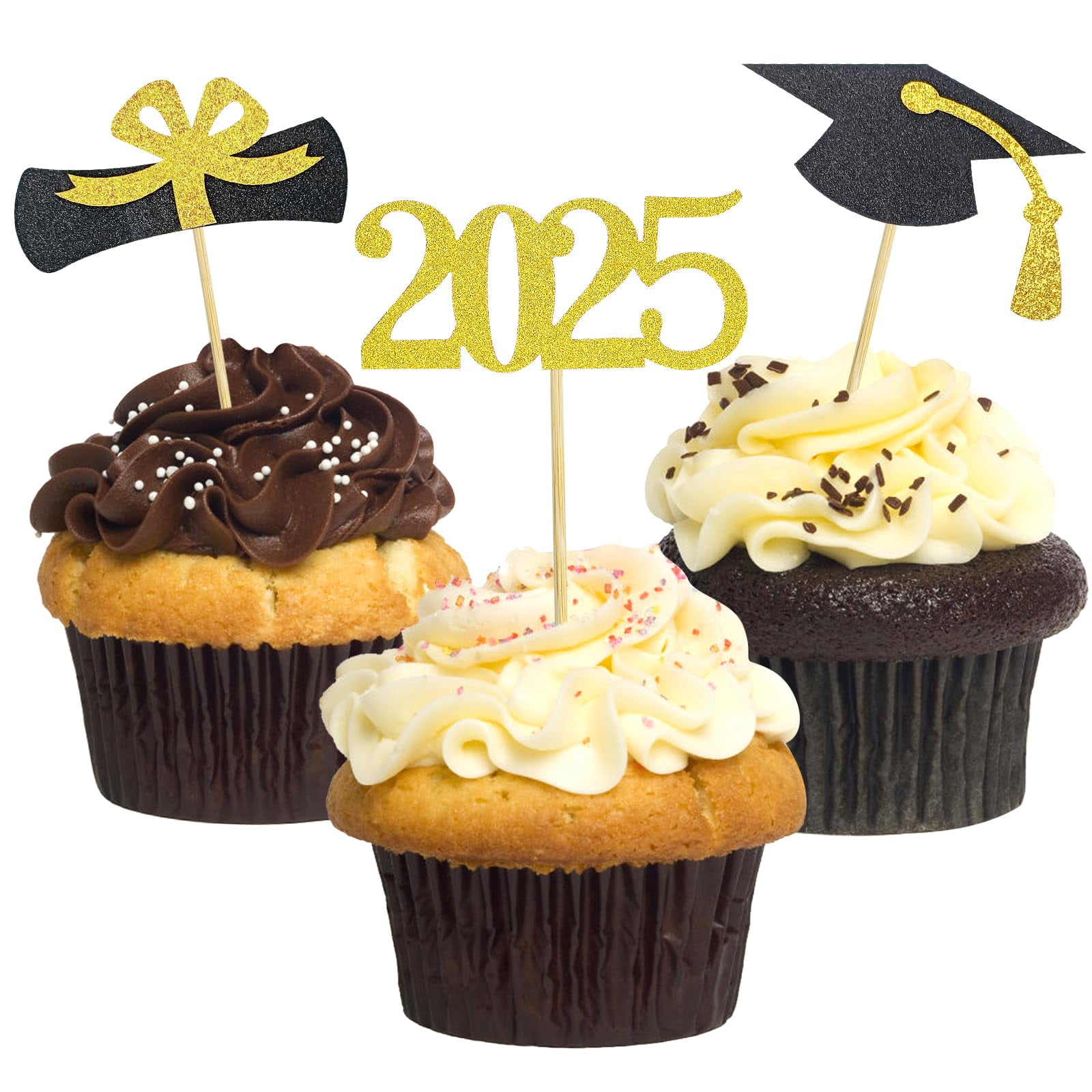 Graduation Cupcake Toppers 2025,48 PCS Graduations COC1Decoration,Class ...