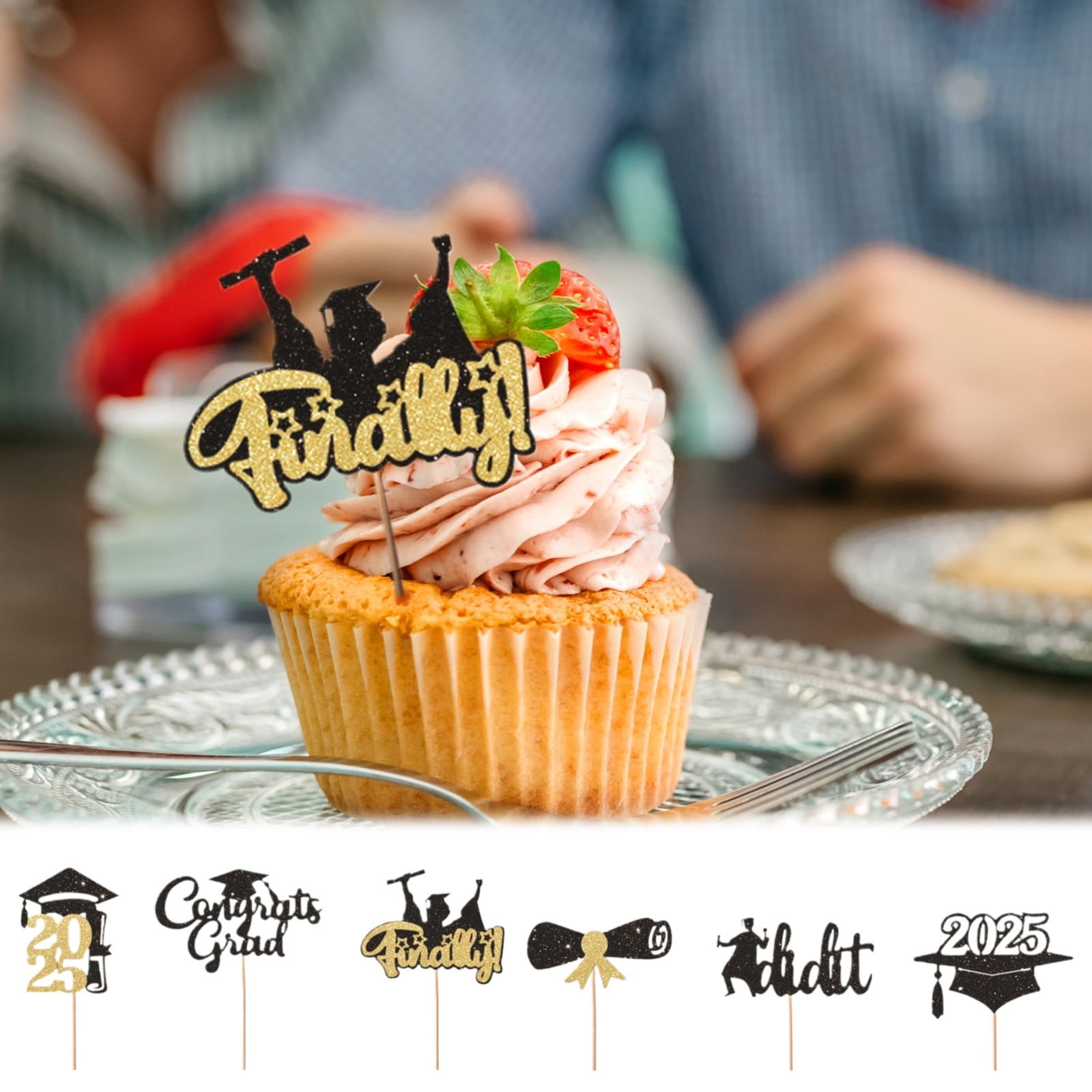 Graduation Cupcake Toppers 2025, 6 Pcs Graduation Theme Cupcake Toppers ...
