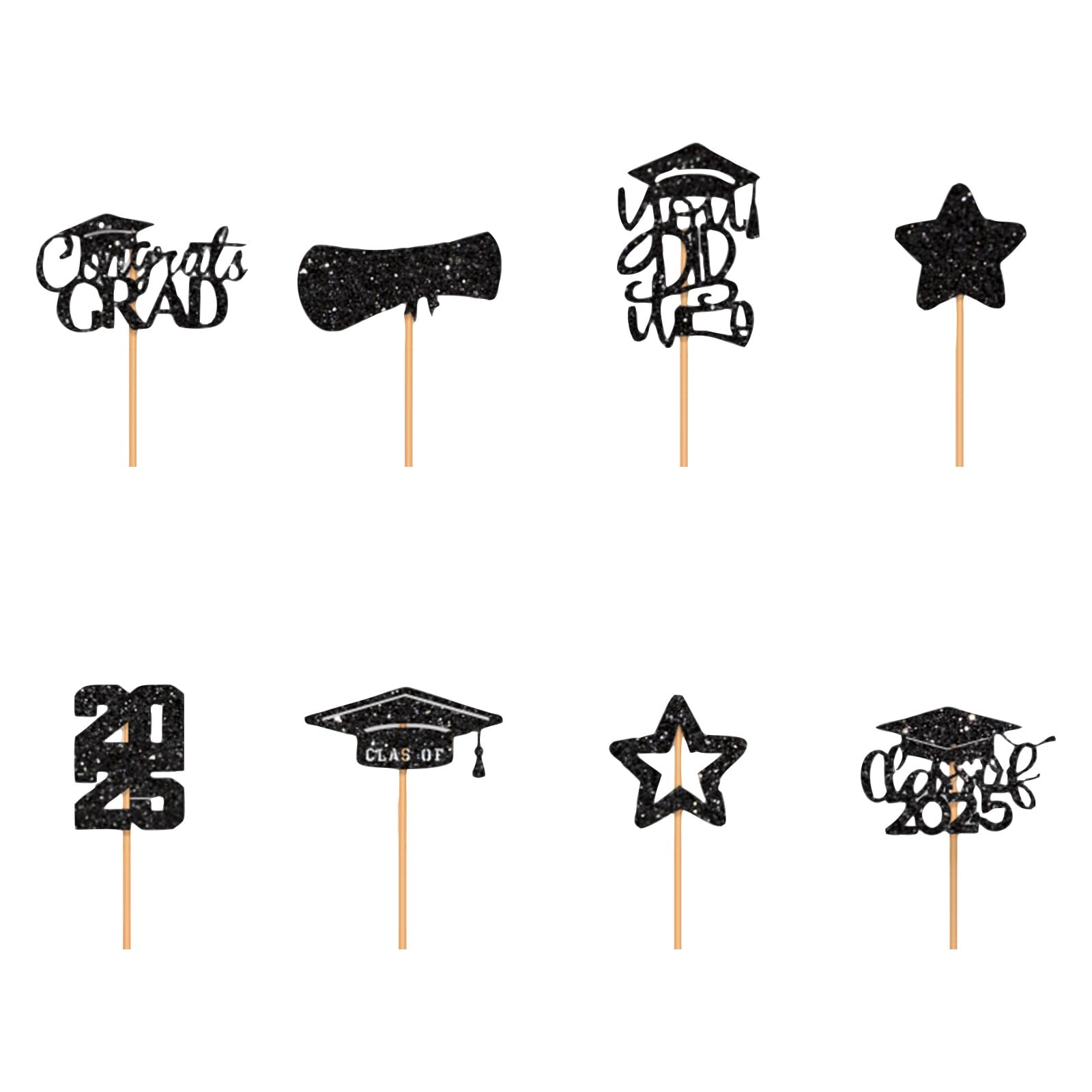 Graduation Cupcake Toppers 2025-8Pcs Congrats Grad Dessert Decorating ...