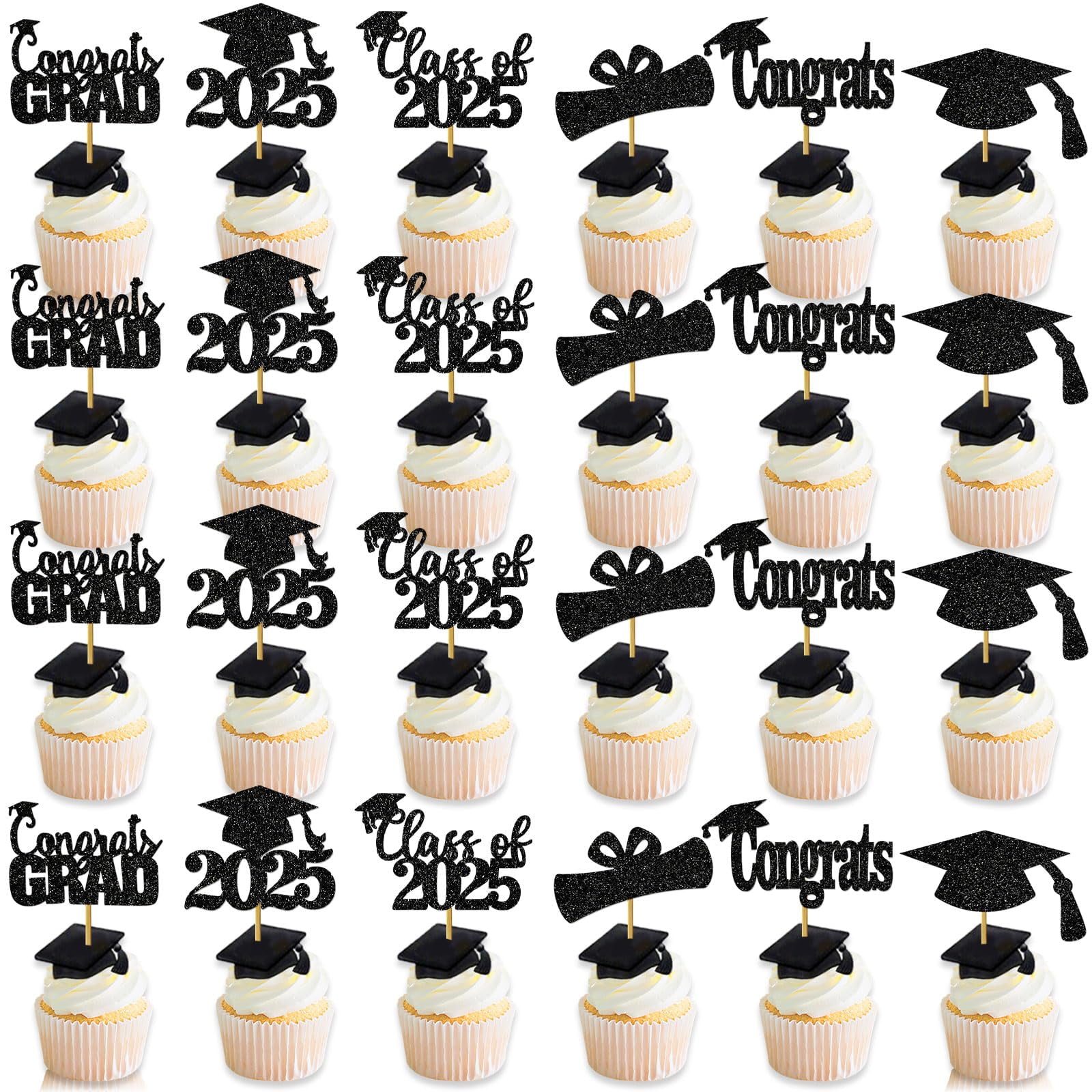 Graduation Cupcake Toppers 2025 Graduation Decorations Class KMC2of ...