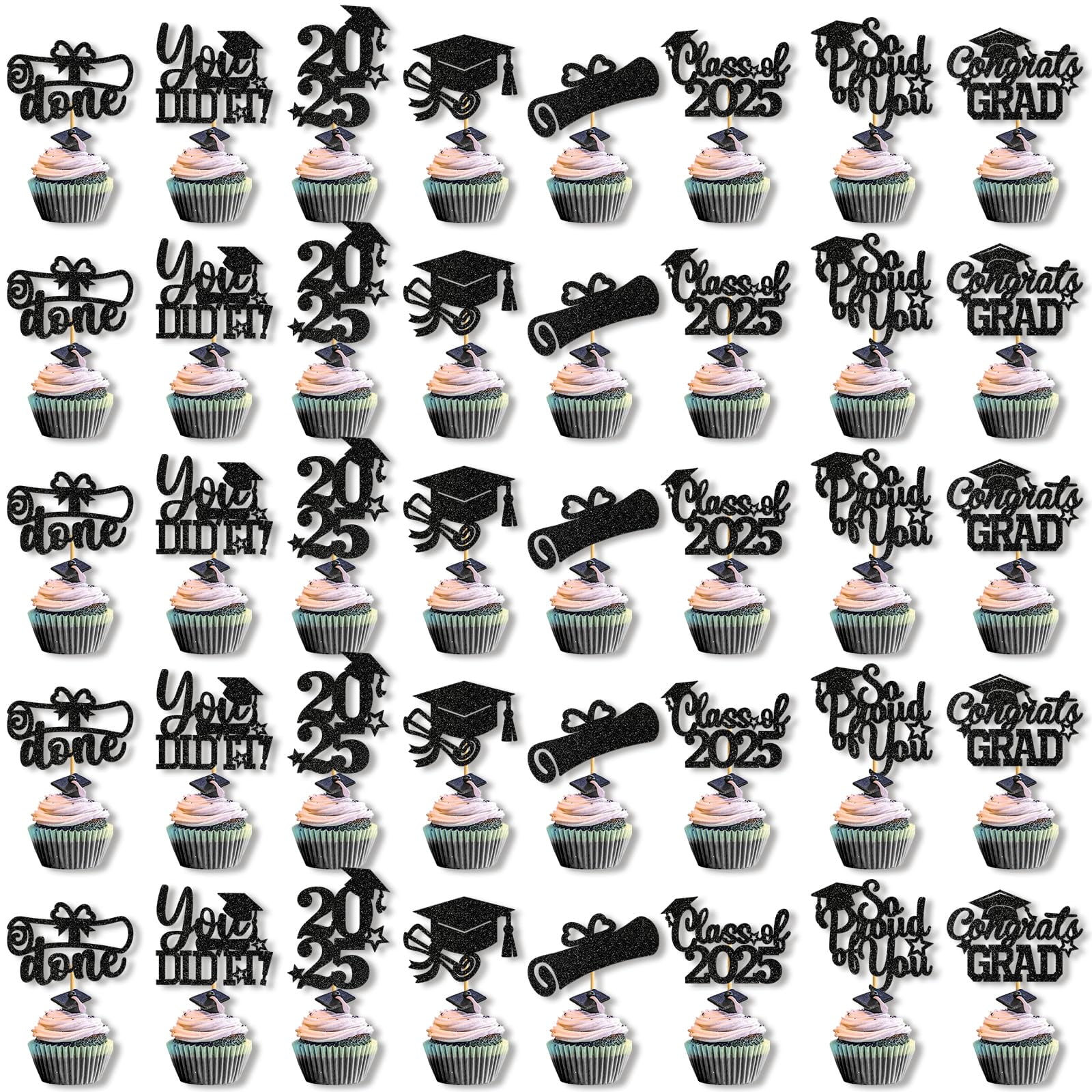 Graduation Cupcake Toppers 2025 IFF17 Graduation Decorations Class of ...