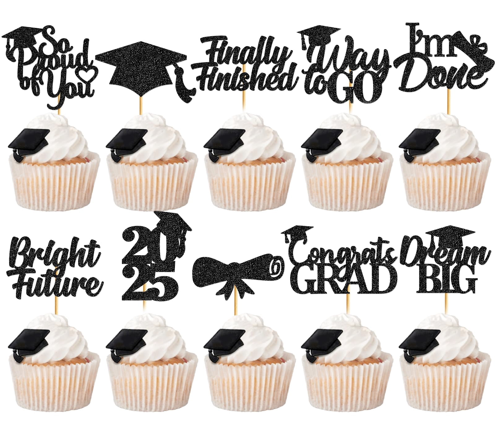 Graduation Cupcake Toppers 2025 IFF17 Graduation Decorations Class of ...