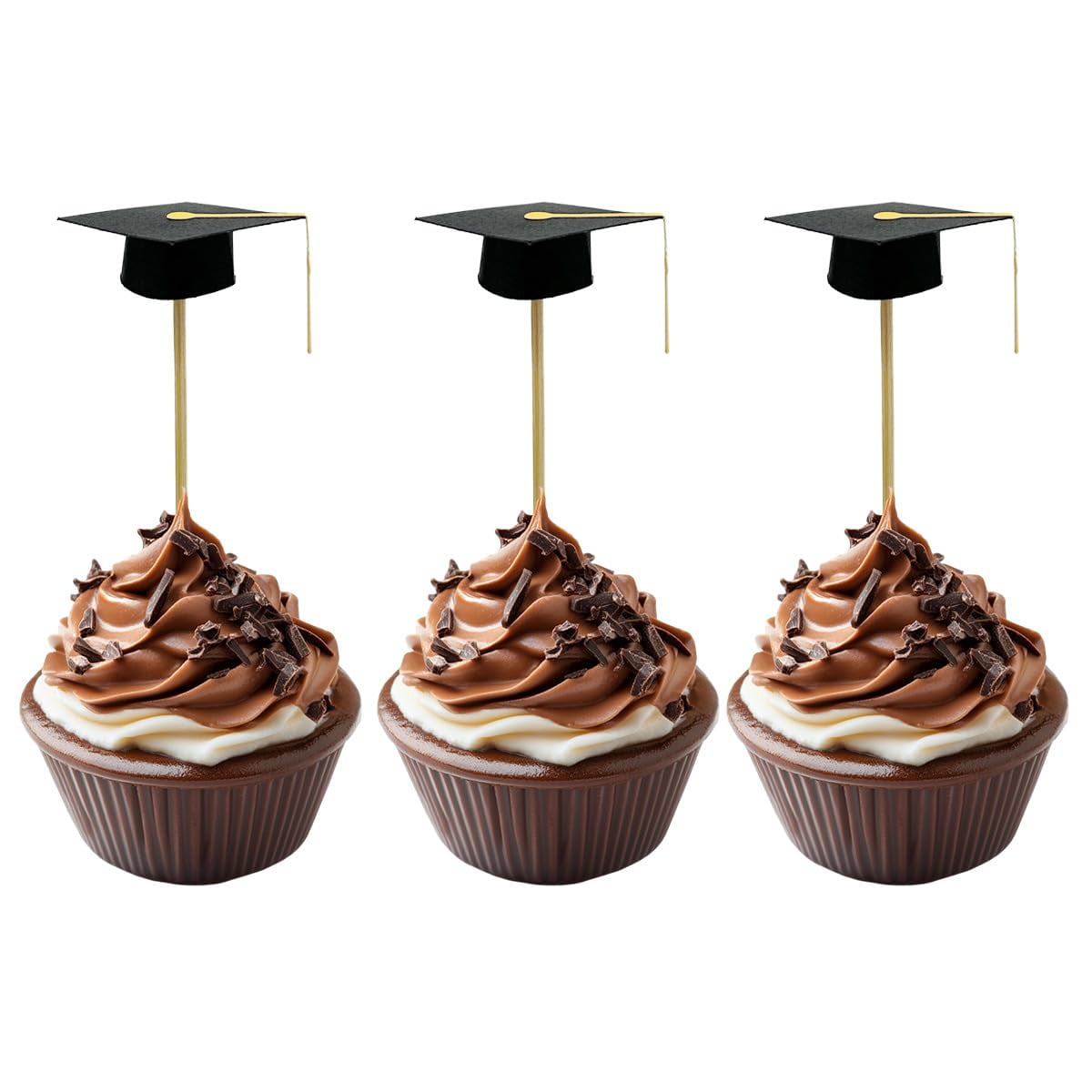 Graduation Cupcake Toppers - 3D Mini BSL1 Grad Cap Cake Decorations ...