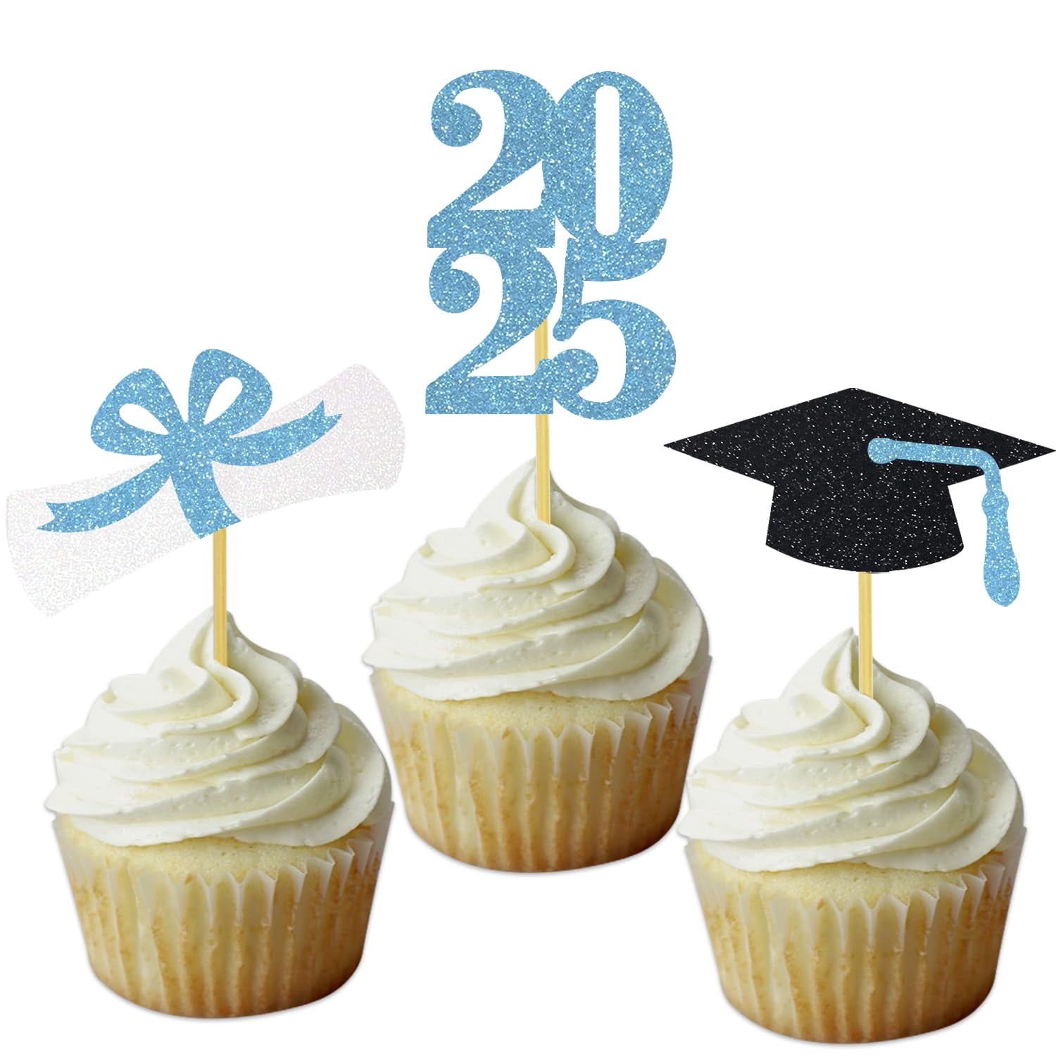 Graduation Cupcake Toppers CORNET Grad Party Decoration Food Picks ...