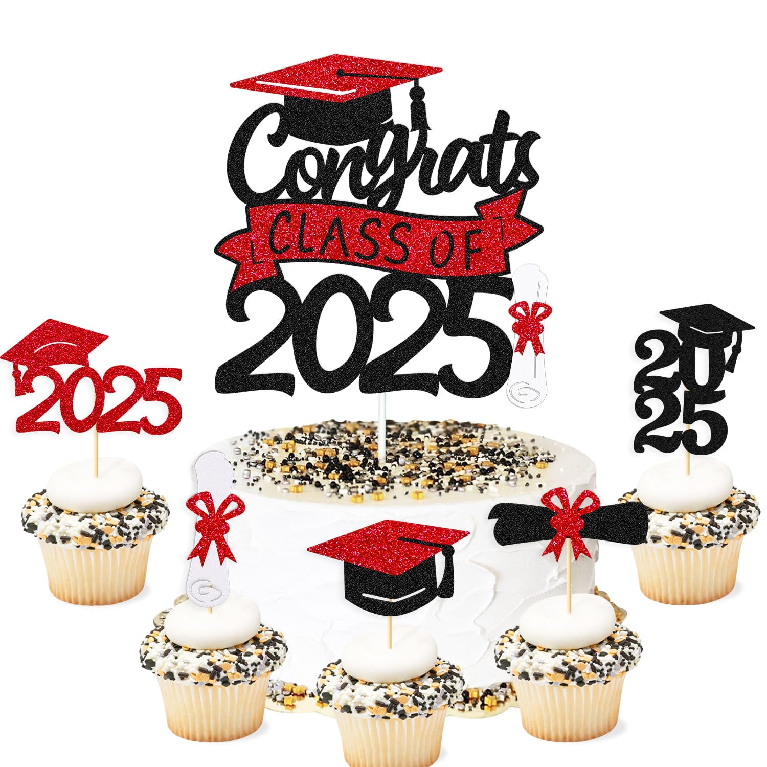 Graduation Cupcake Toppers Congrats Class of TVS1 2025 Cake Decoration ...