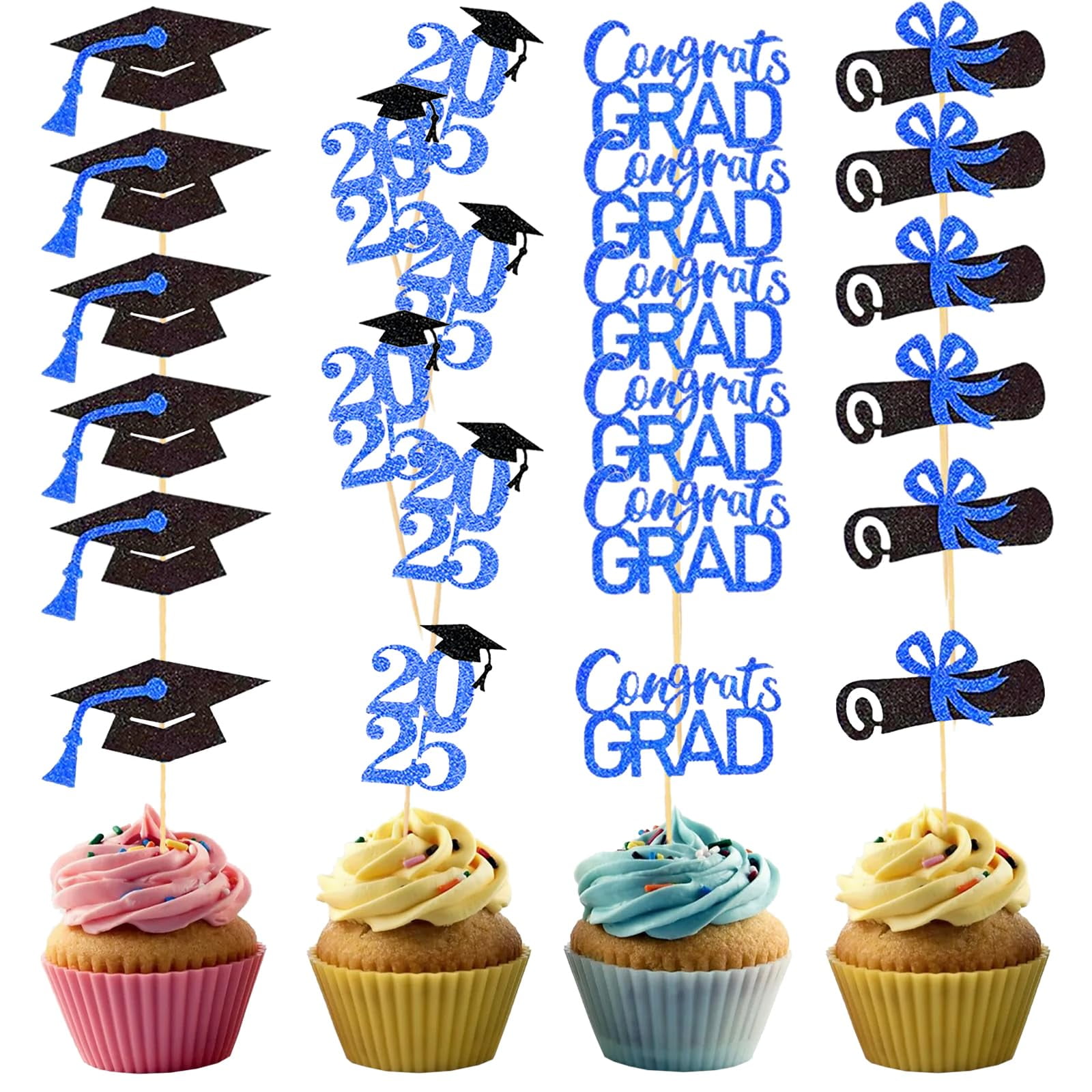 Graduation Cupcake Toppers TWE5 2025 Graduation Cake Toppers for Senior ...