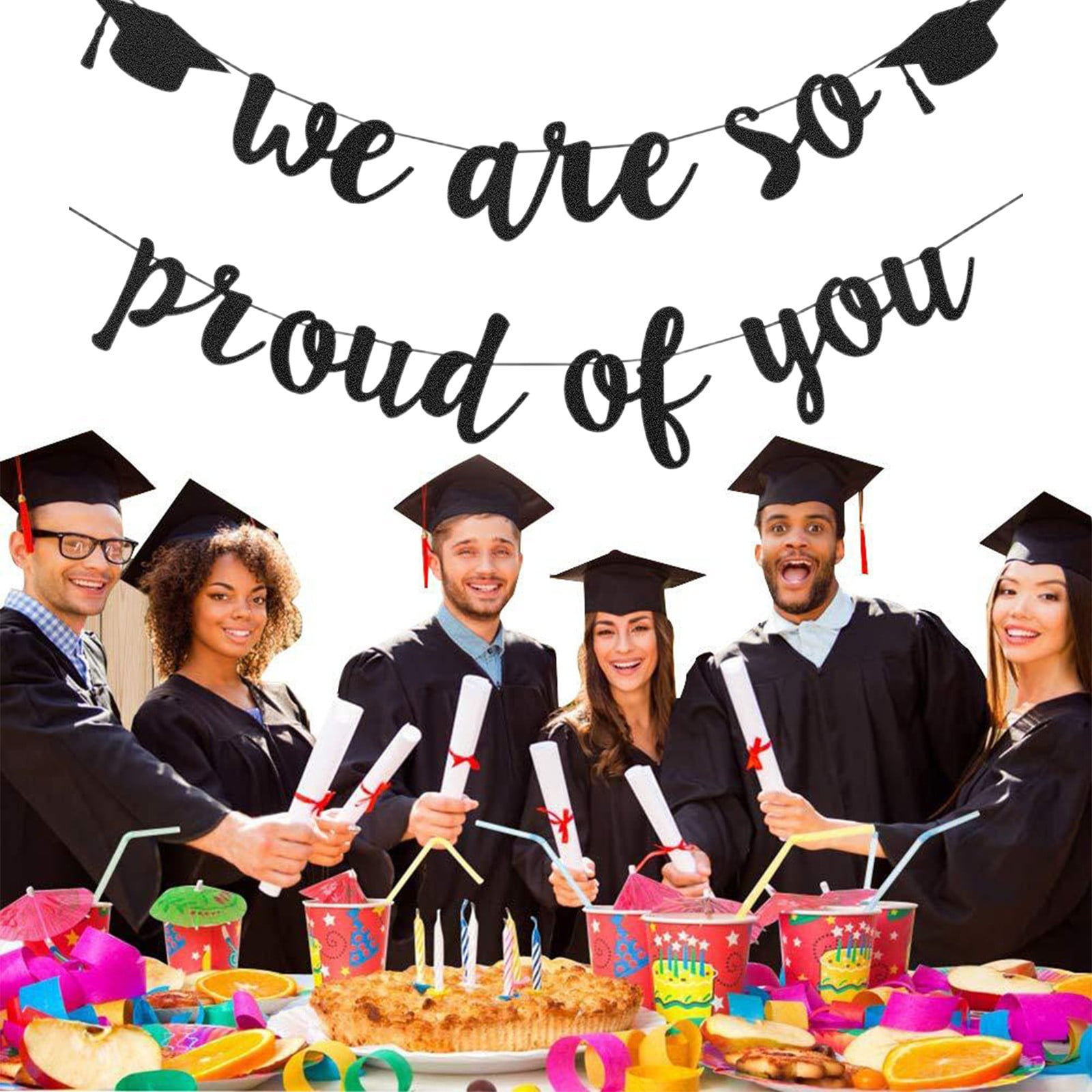 Graduation Decoration 2025 Banner Gold Glittery We Are So Proud Of You ...