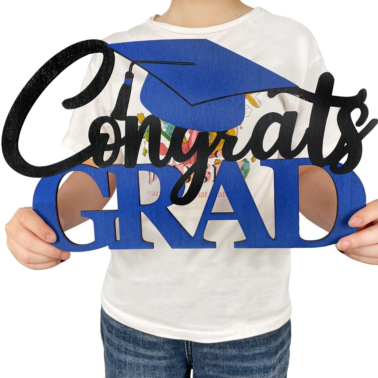 Graduation Decoration 2025 Blue IFF17 Congrats Grad Wood Sign ...