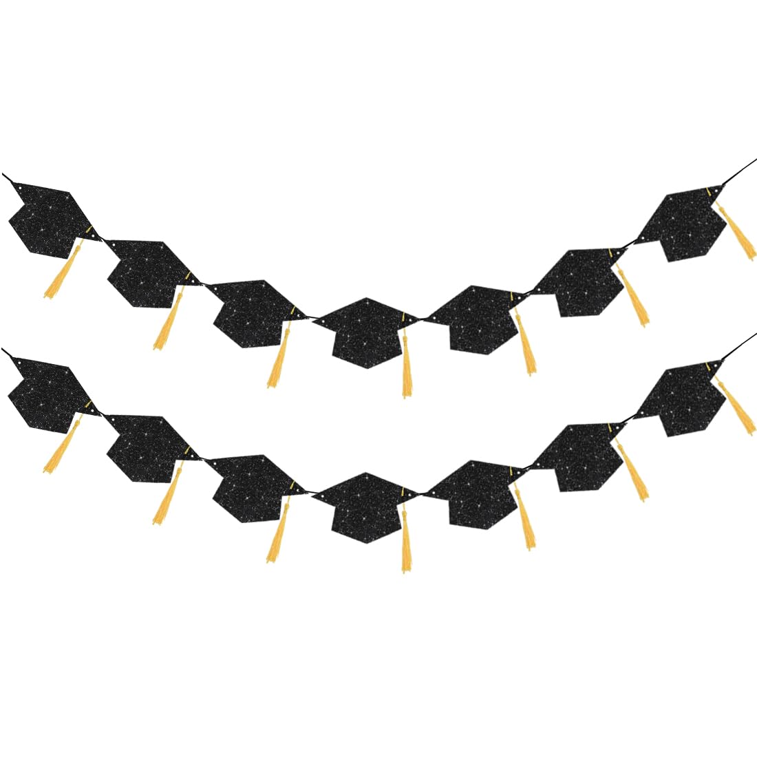 Graduation Decoration Banners 2025 Black Glitter Graduation Hats with ...