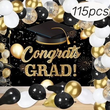Graduation Decorations Class of 2025 - Black and Gold Graduation Party ...