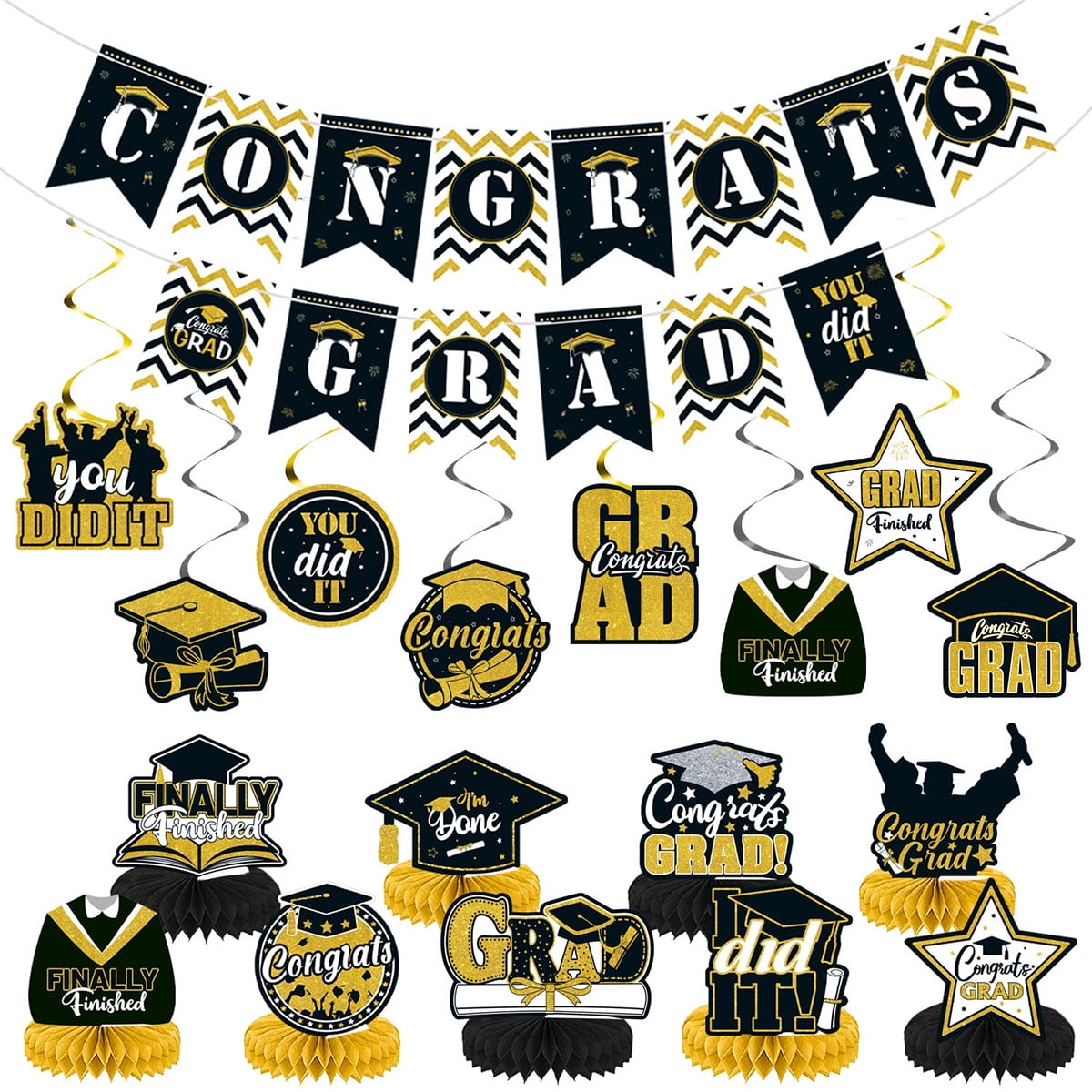 Graduation Decoration Grad Table Centerpiece Honeycomb Table Toppers ...