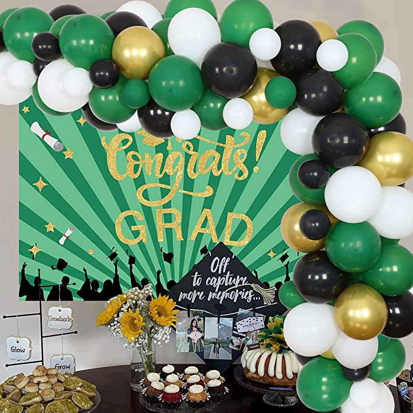 Graduation Decorations 2023 Green - Congrats Grad Backdrop Green Black ...