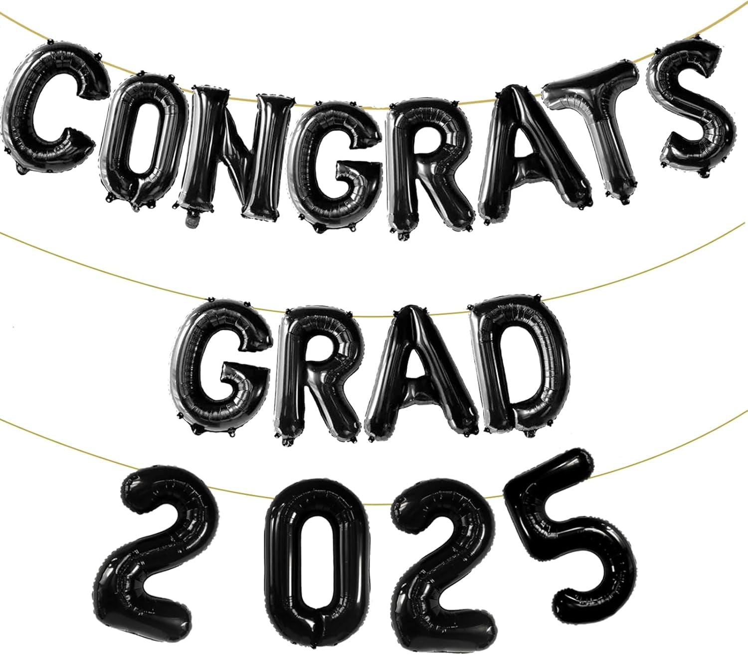 Graduation Decorations 2025,16Inch Black Congrats Grad Banner Balloons ...