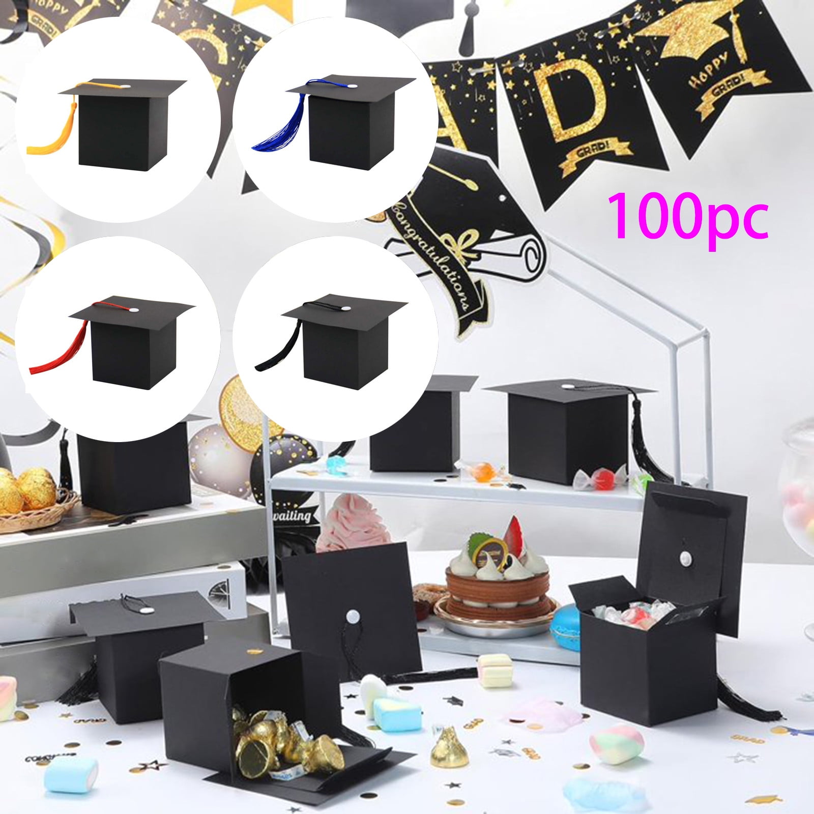 Graduation Decorations 2025, 2.36" Graduation Cap Gift Boxes with ...
