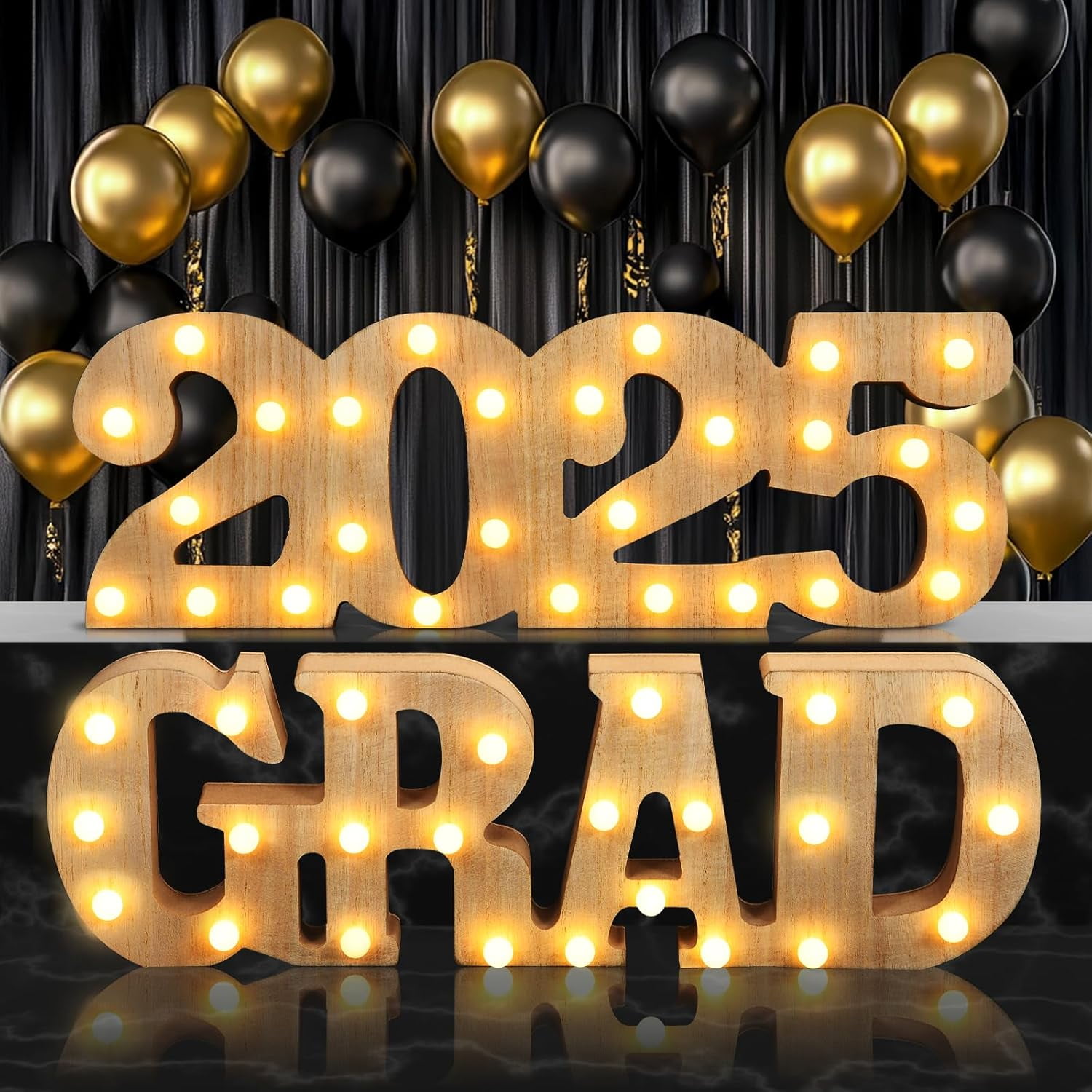 Graduation Decorations 2025, 2 LED Long Marquee Light Up Letters 'GRAD' and '2025', Graduation ...