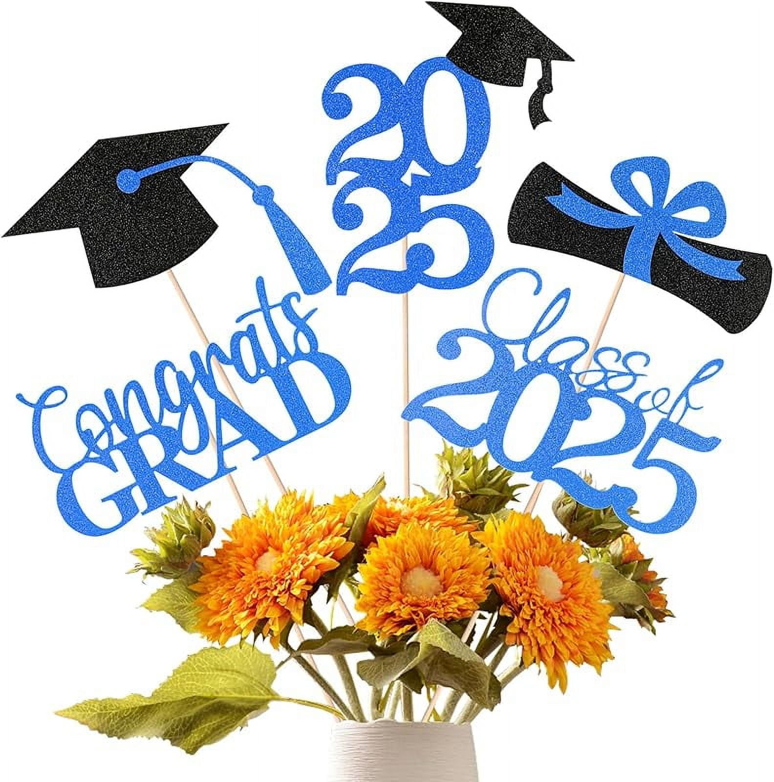 Graduation Decorations 2025, 20 PCS Sparkling Black Double-Sided ...