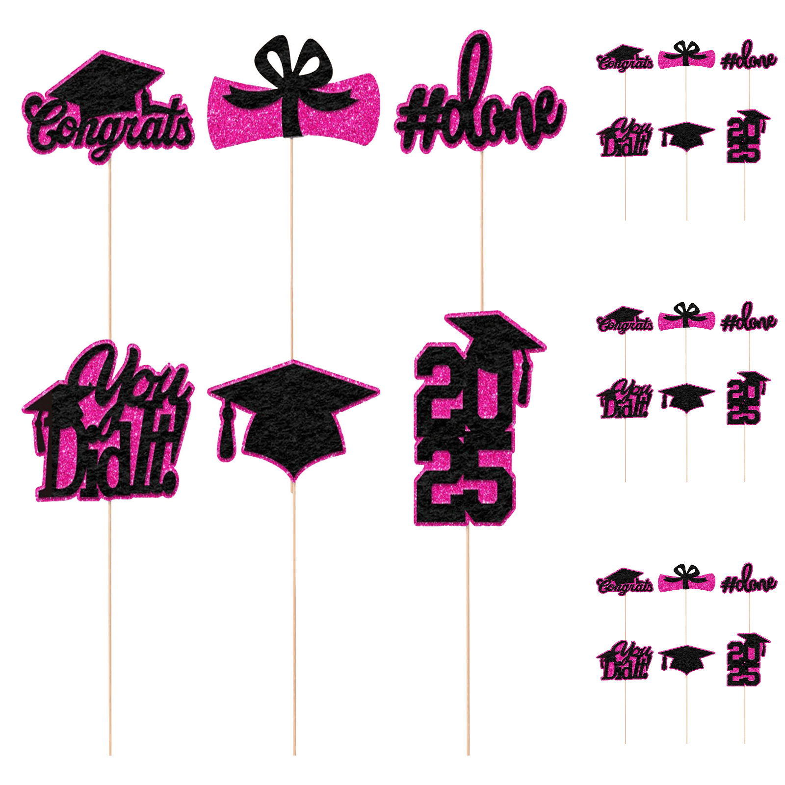 Graduation Decorations 2025, 24 Pack Black and Purple Grad Centerpiece ...