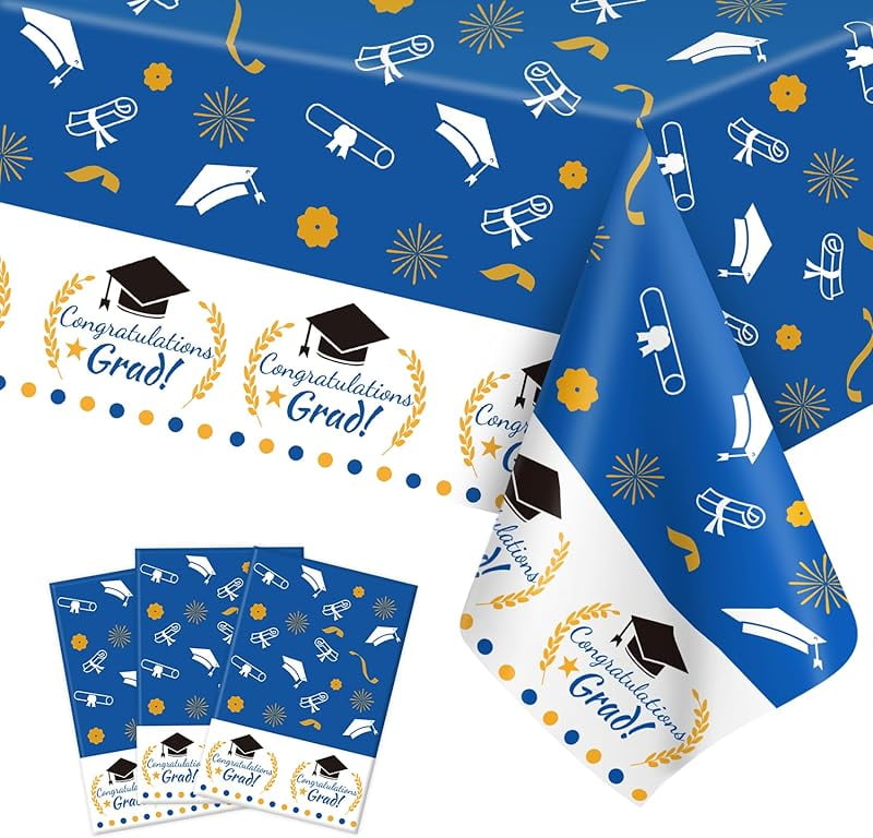 Graduation Decorations 2025, 3 Pack Black Gold Plastic Graduation ...