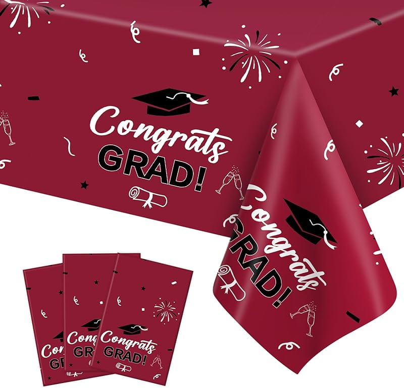 Graduation Decorations 2025, 3 Pack Black Gold Plastic Graduation ...