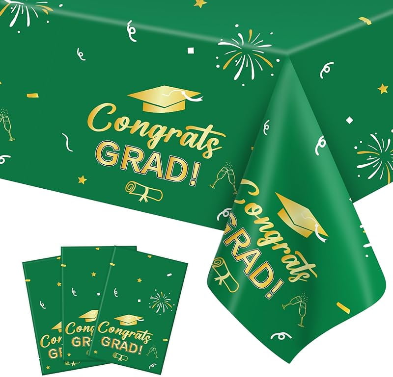 Graduation Decorations 2025, 3 Pack Black Gold Plastic Graduation ...