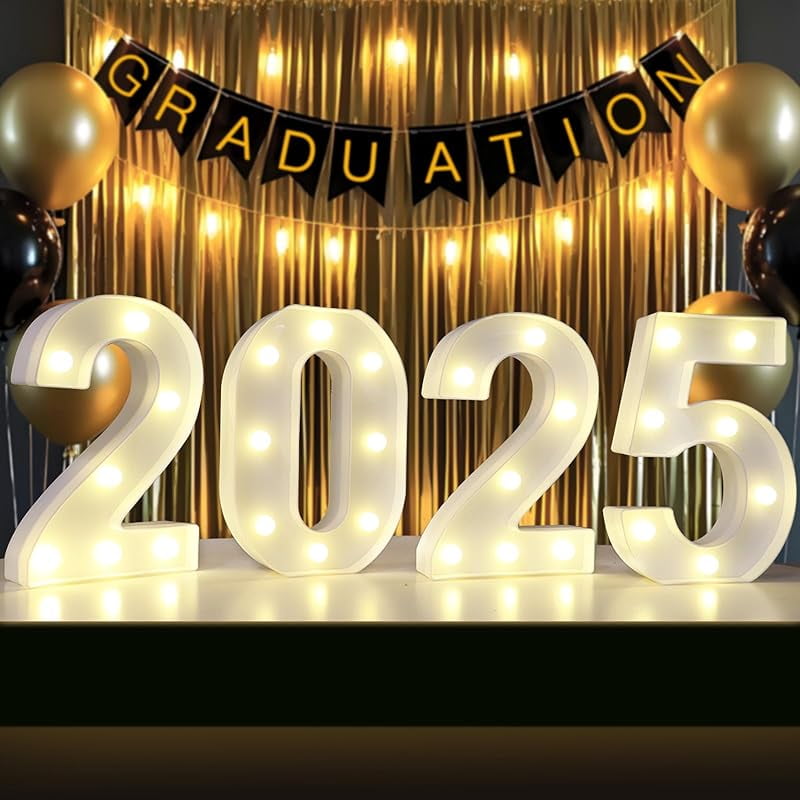 Graduation Decorations 2025, 4 LED Light Up Letters GRAD Sign for Class ...