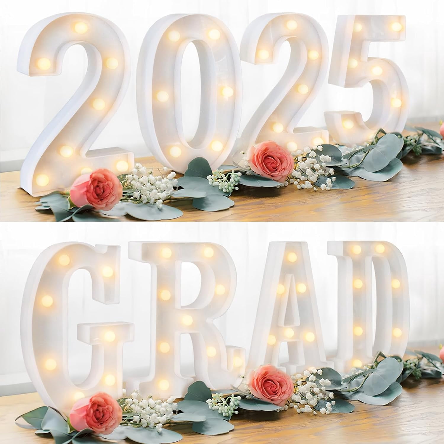 Graduation Decorations 2025 - 8 LED Marquee Light Up Letters “GRAD 2025 ...