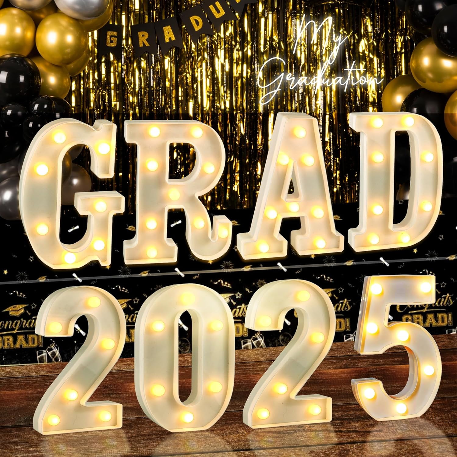Graduation Decorations 2025, 8 Pcs Marquee Light Up Letter Grad 2025 ...