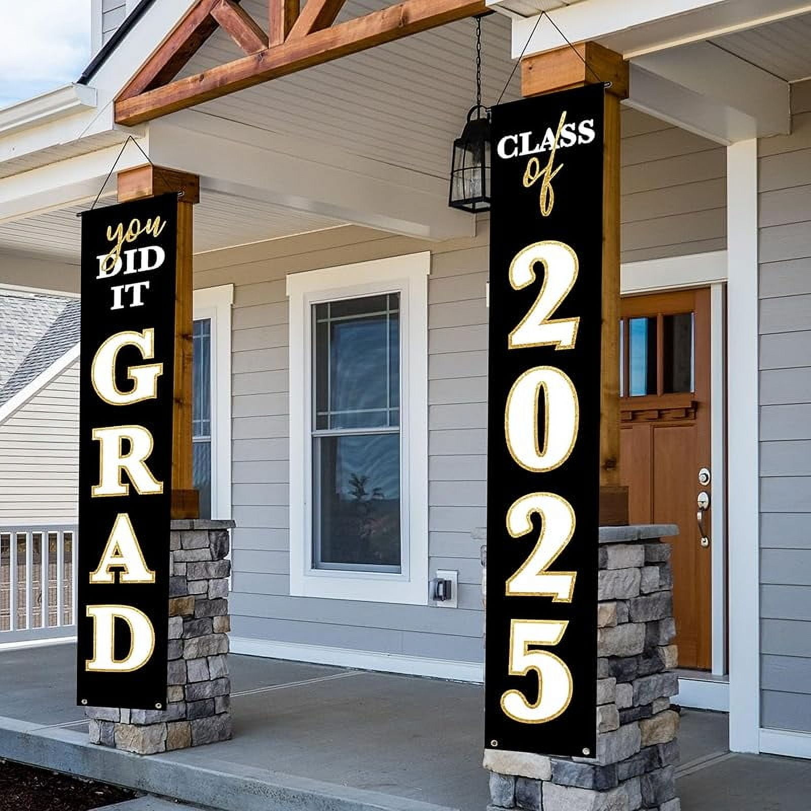 Graduation Decorations 2025 Banner Porch Sign Black Gold – You Did It ...