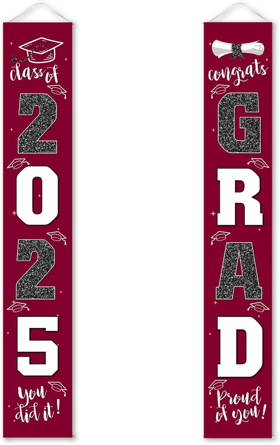 Graduation Decorations 2025 Banner Porch Sign Maroon Burgundy Red for ...