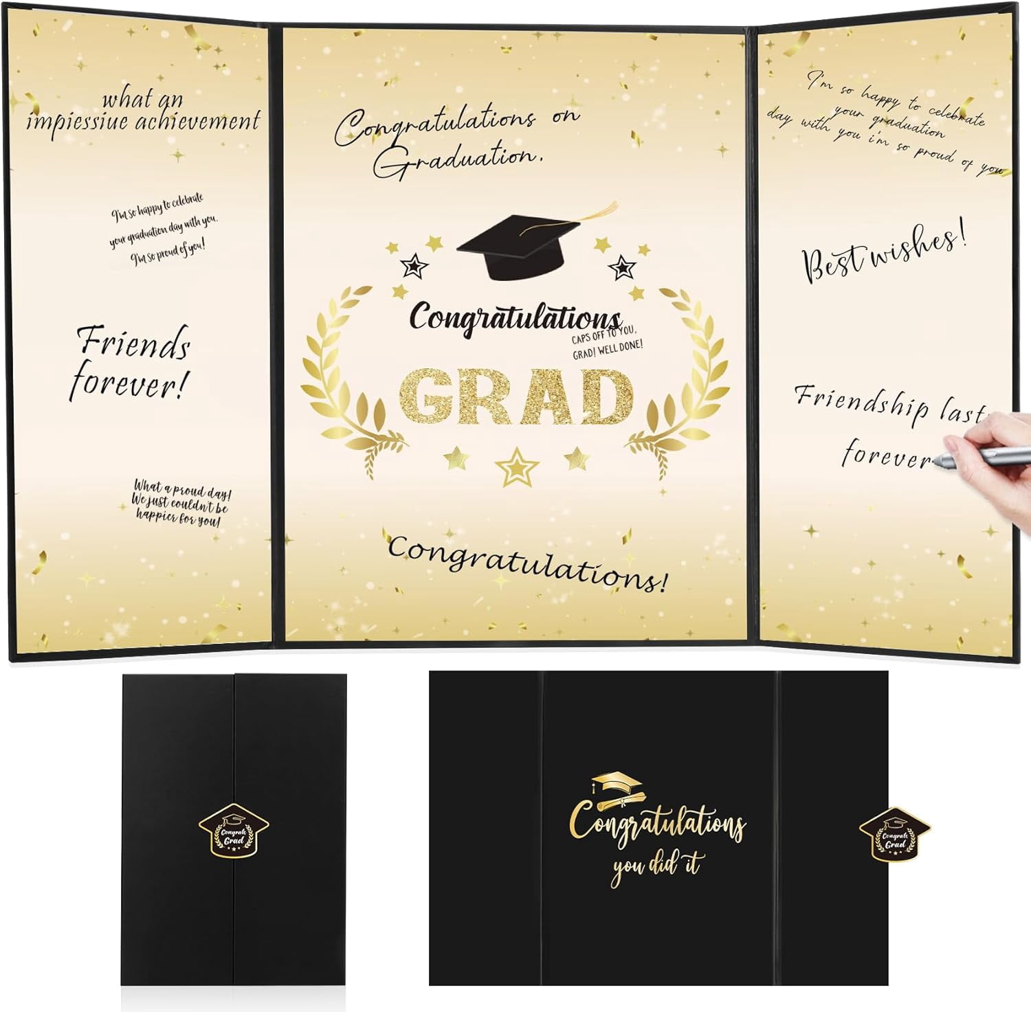 Graduation Decorations 2025, Black Gold Graduation Guest Book, Class of ...
