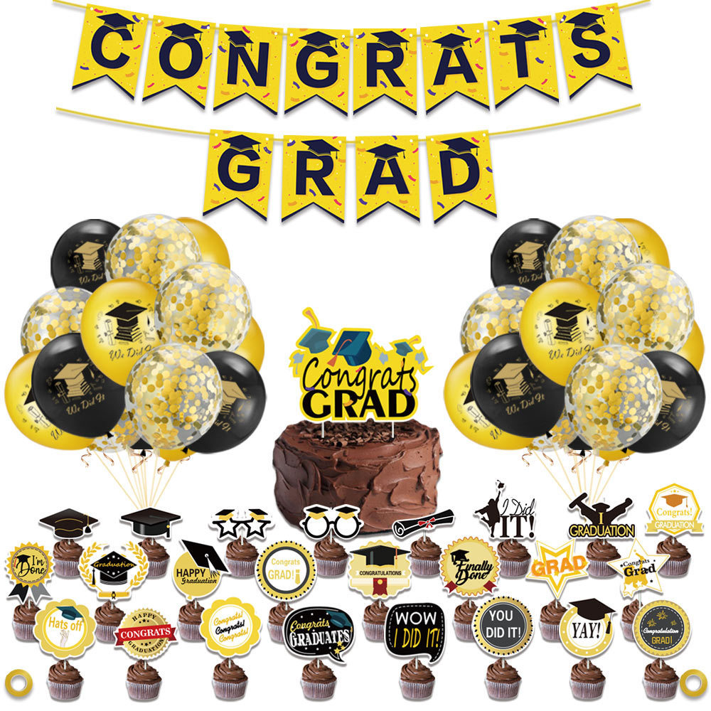 Graduation Decorations 2025, Black and Golden Graduation Party ...