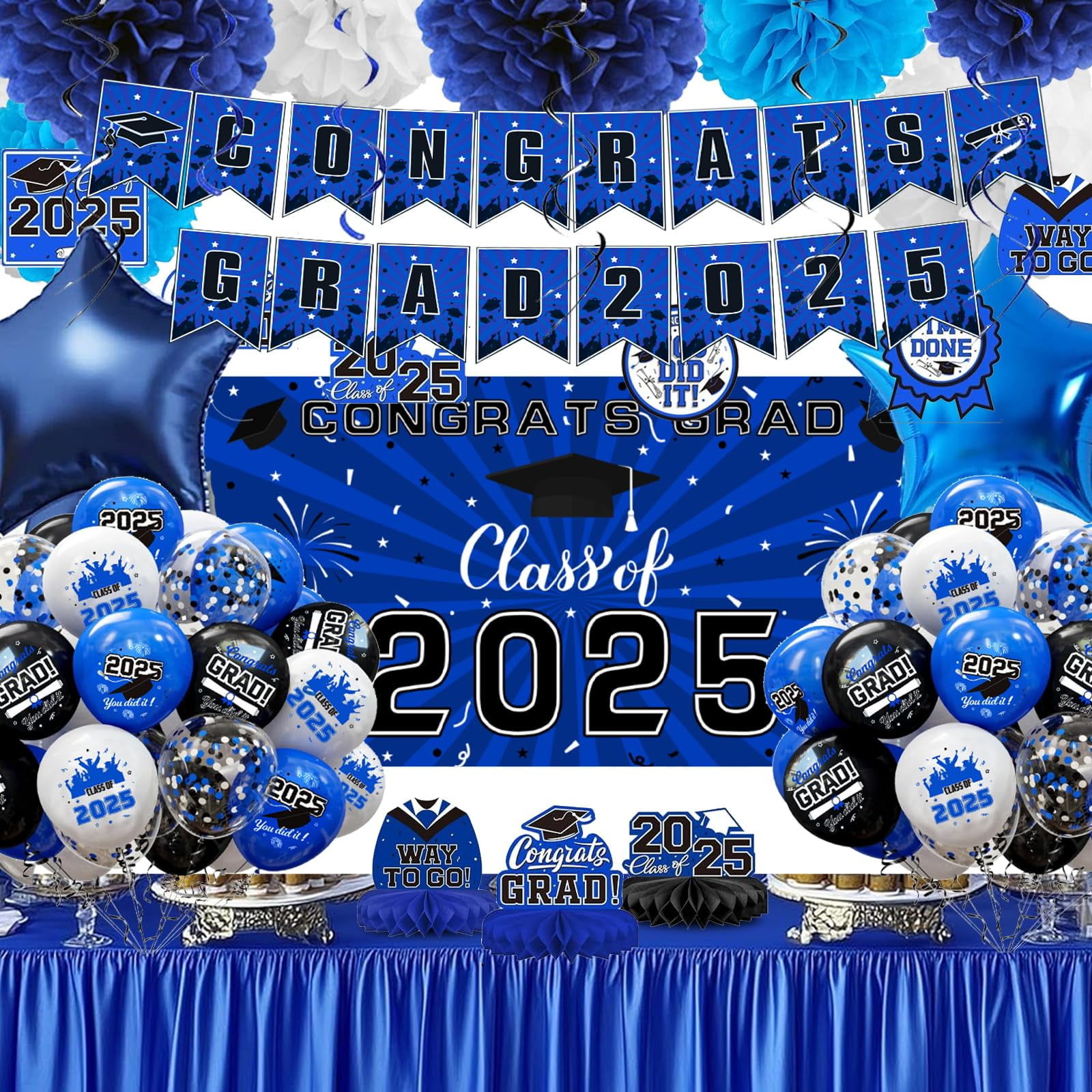 Graduation Decorations 2025, Blue SAF21 Class of 2025 Decorations ...