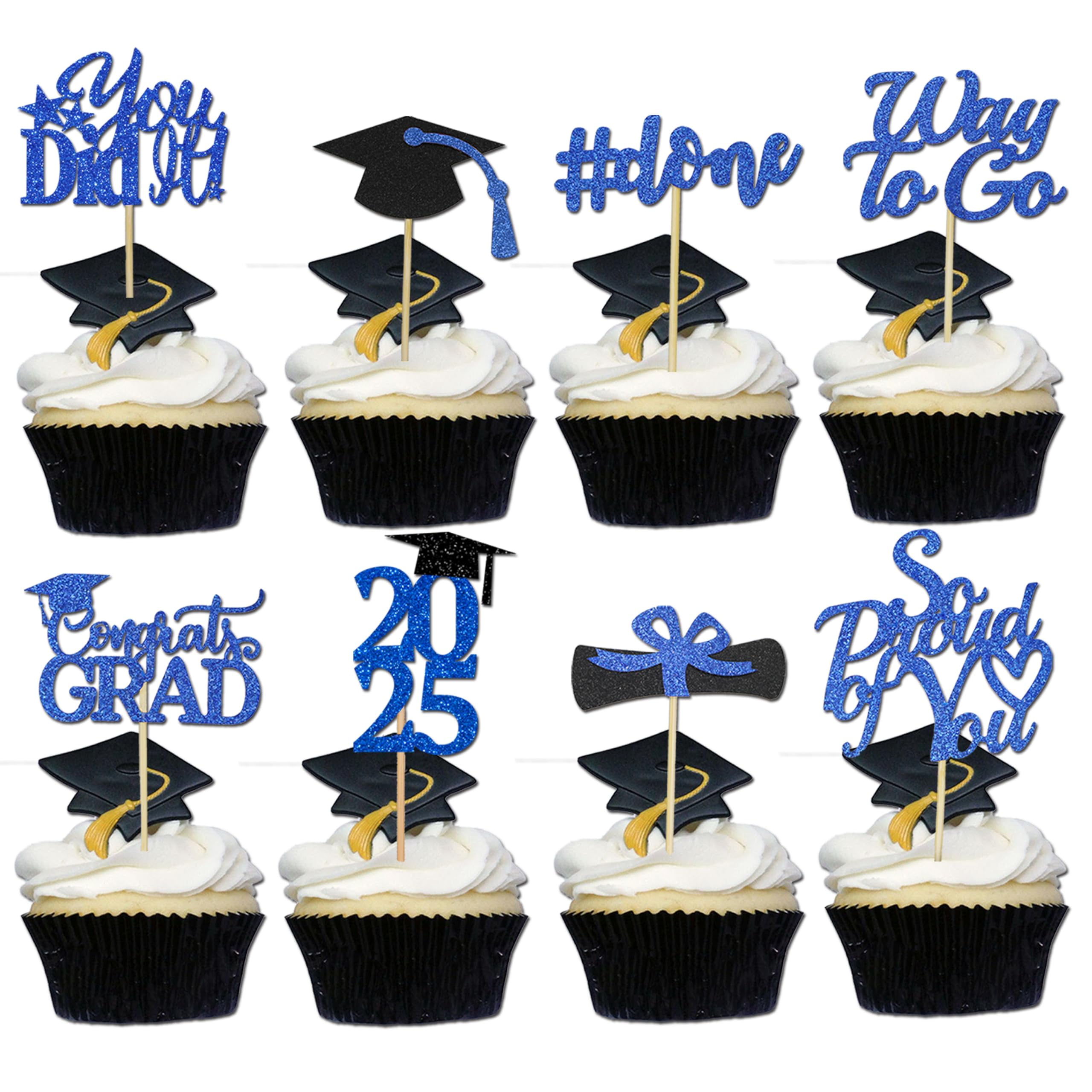 Graduation Decorations 2025 Blue, SSF20 Graduation Cupcake Toppers 2025 ...