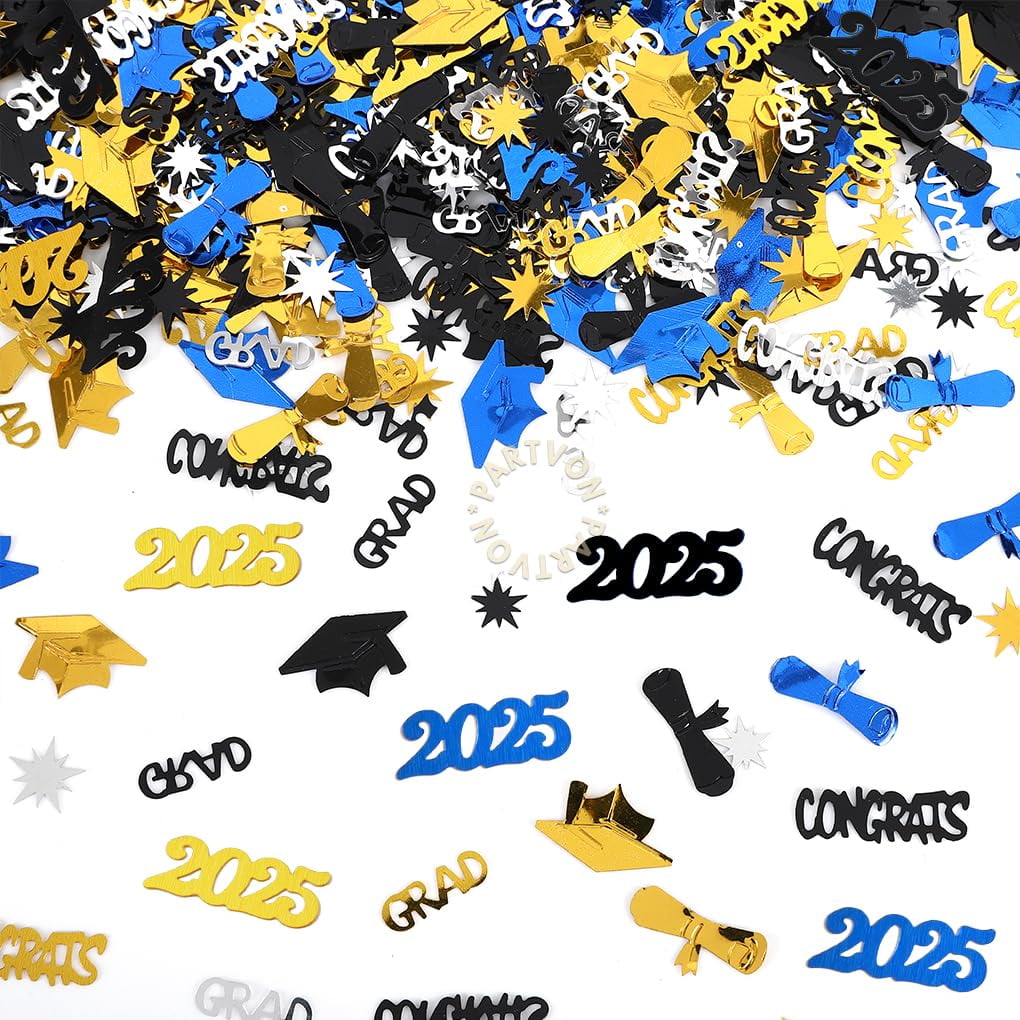 Graduation Decorations 2025 Blue YPF5 and Gold Graduation Confetti ...