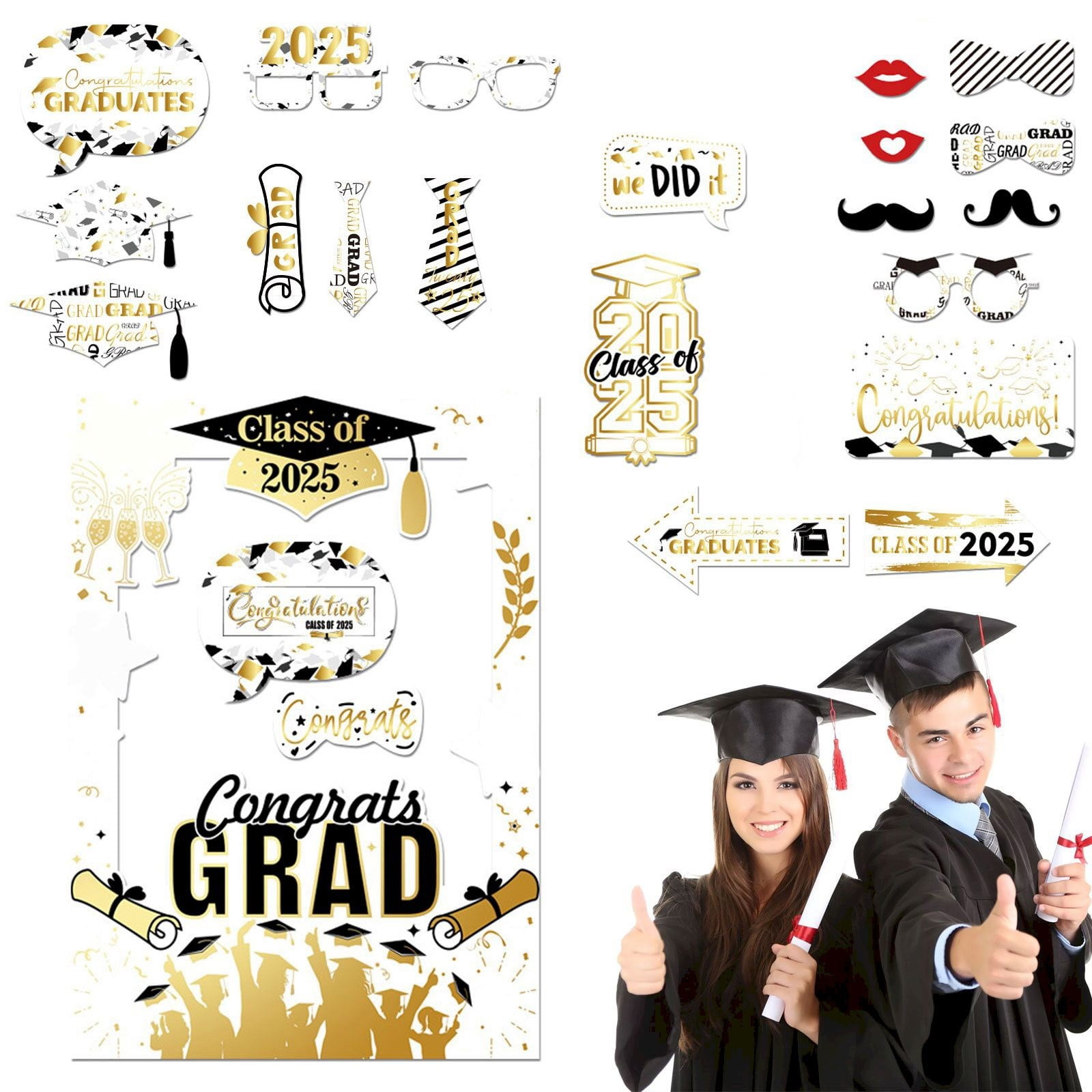 Graduation Decorations 2025 Clearance! 26 Pcs Graduation Photo Booth ...