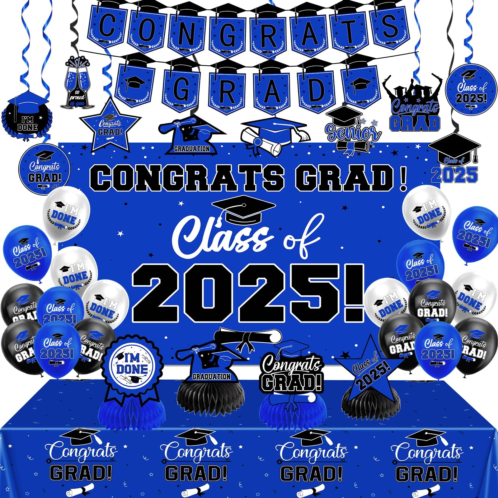 Graduation Decorations 2025, Congrats IFF17 Party Decor Set Grad Banner ...