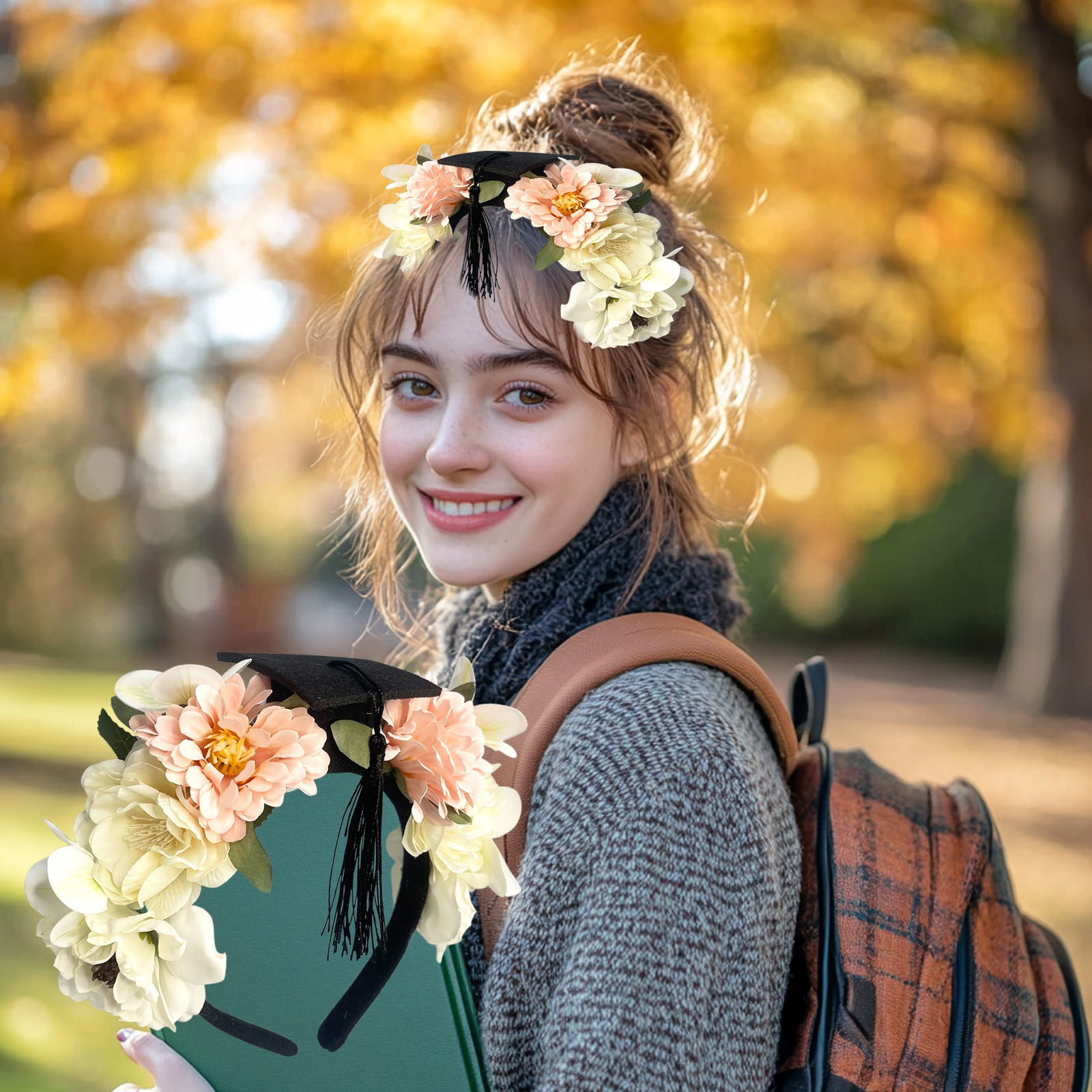 Graduation Decorations 2025 - Floral Graduation Headband Fake Flower ...