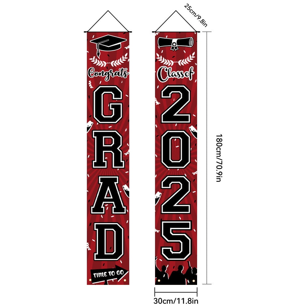 Graduation Decorations 2025 GRAD Banner Maroon Porch Door Sign Welcome ...