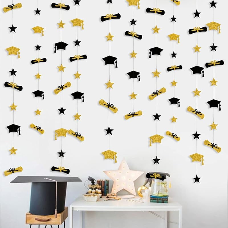 Graduation Decorations 2025 Graduation Hat Diploma Star Garland Banner ...