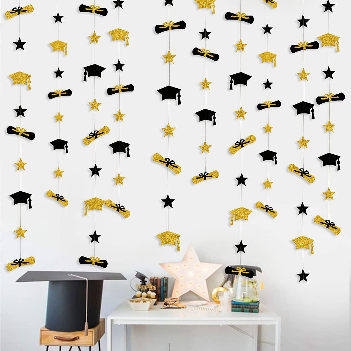 Graduation Decorations 2025 Graduation MMF7 Hat Diploma Star Garland ...