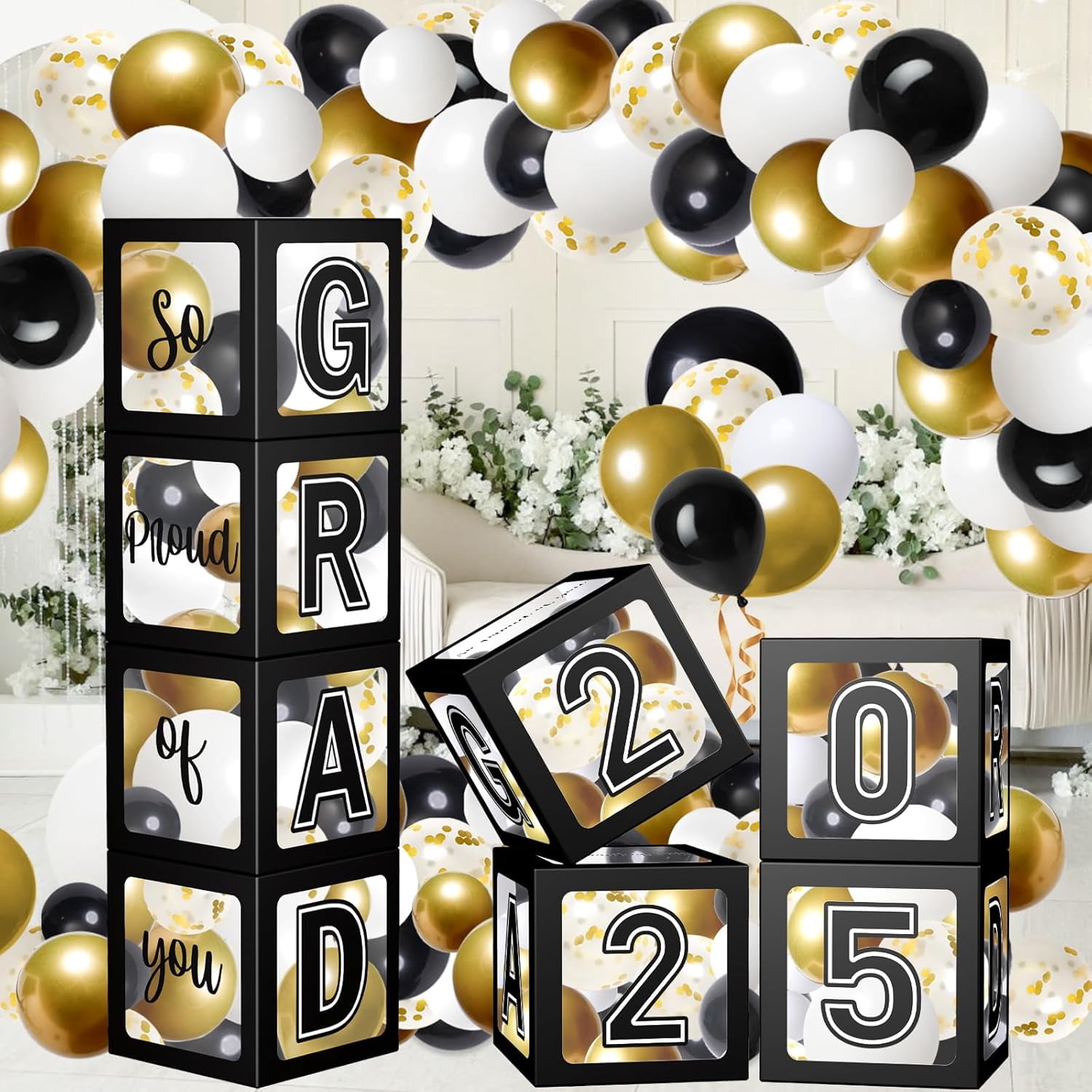 Graduation Decorations 2025 Complete Kit, 4 Boxes 144 Balloons Garland ...