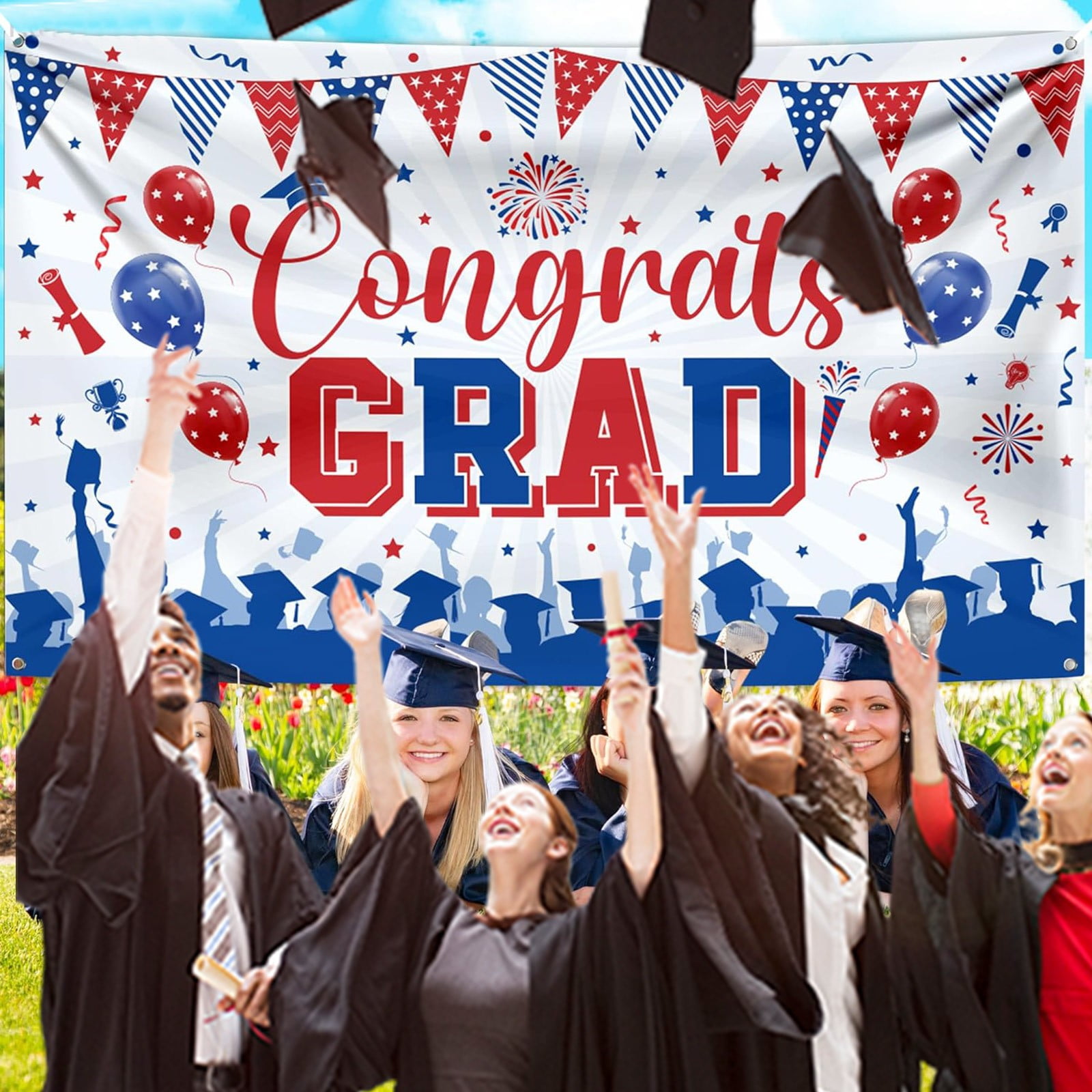 Graduation Decorations 2025 Red Blue And White Graduation Season ...