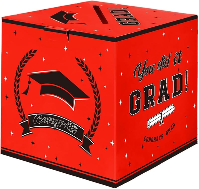 Graduation Decorations 2025 Red Graduation Card Box Card Boxes for ...