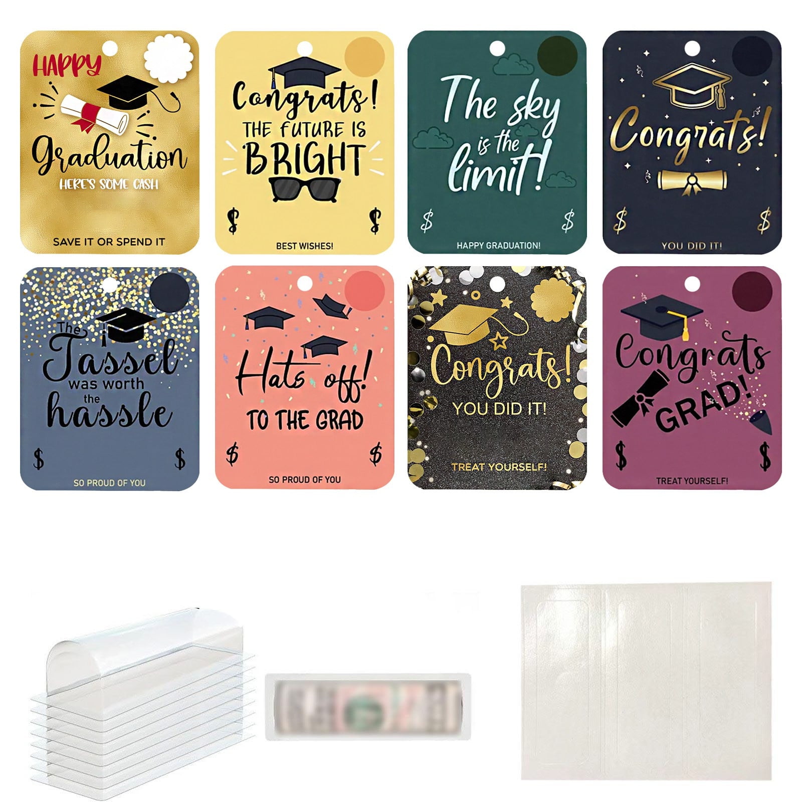 Graduation Decorations 2025, Set of 8 Graduation Wallet Card Decoration ...