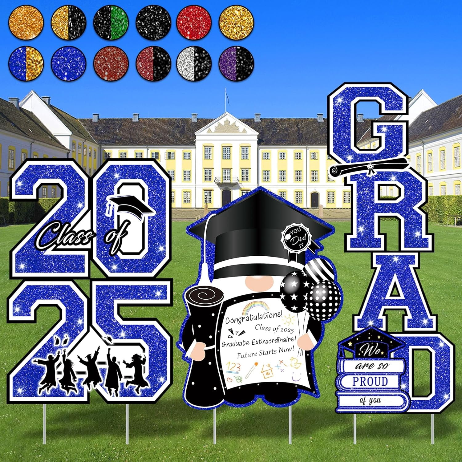 Graduation Decorations 2025 Yard Sign Blue Waterproof Congrats Grad ...