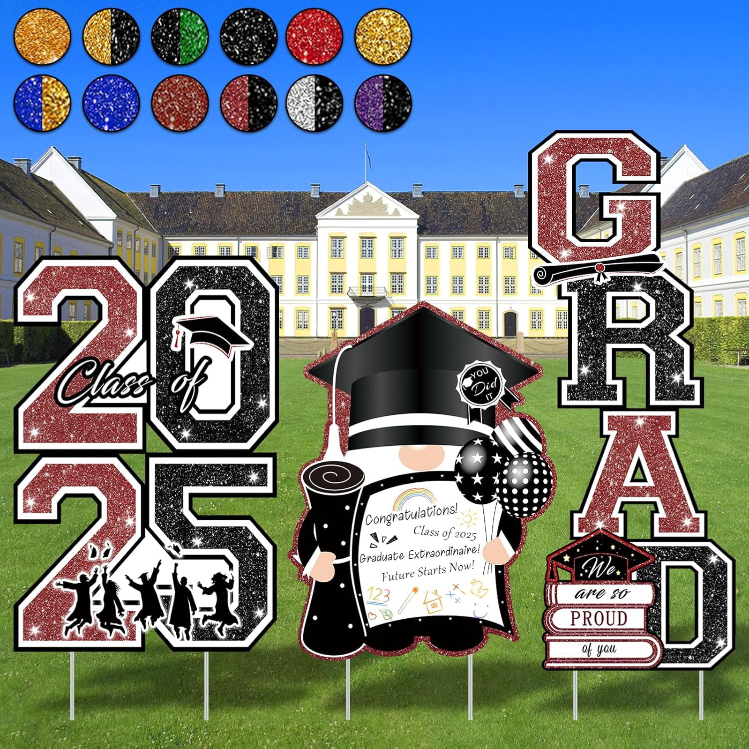 Graduation Decorations 2025 Yard Sign Grape and Black Waterproof ...
